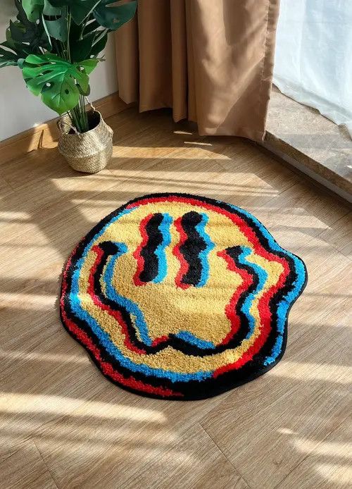 Custom 3D Trippy Smiling Face Handmade Soft Rugs | Grailed