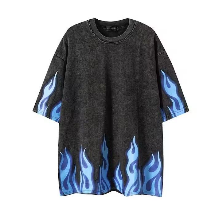 Vintage Fire Flame Graphic Washed T Shirt | Grailed
