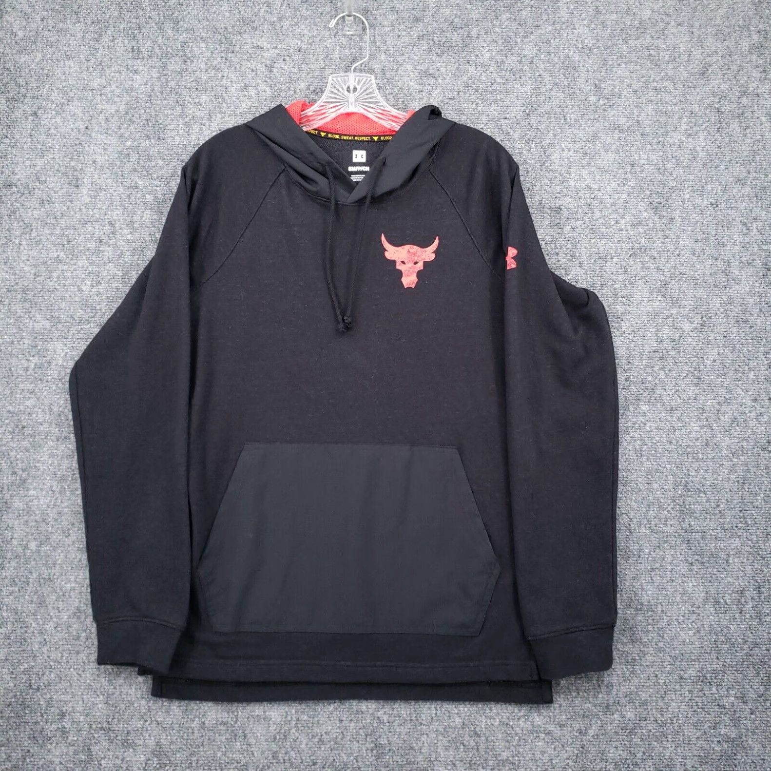 Under Armour Under Armour Project Rock Hoodie Mens S Small Black Red ...