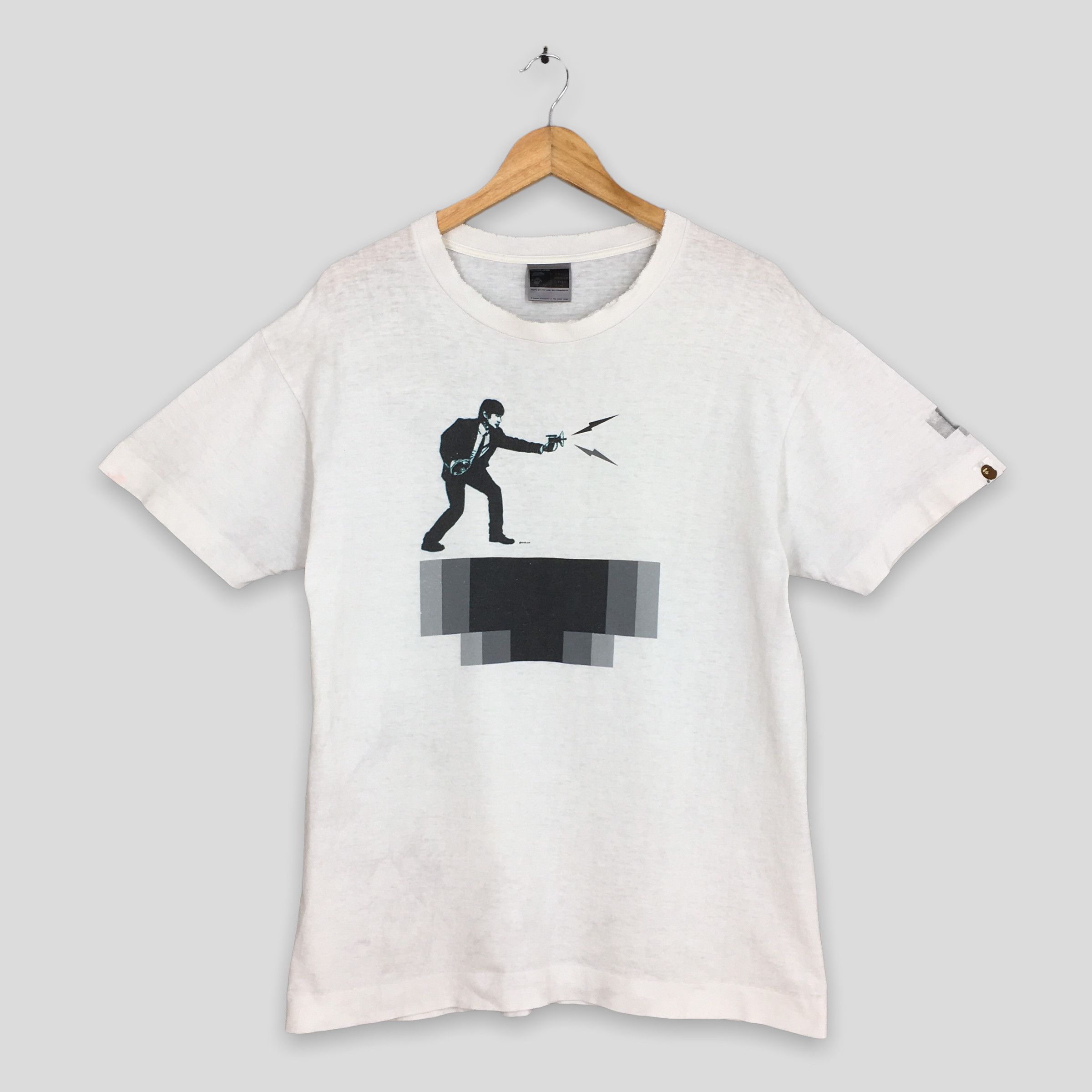 Bape 1999 Bape x Kan Takagi Ray Gun / Pixelated Logo Tee | Grailed