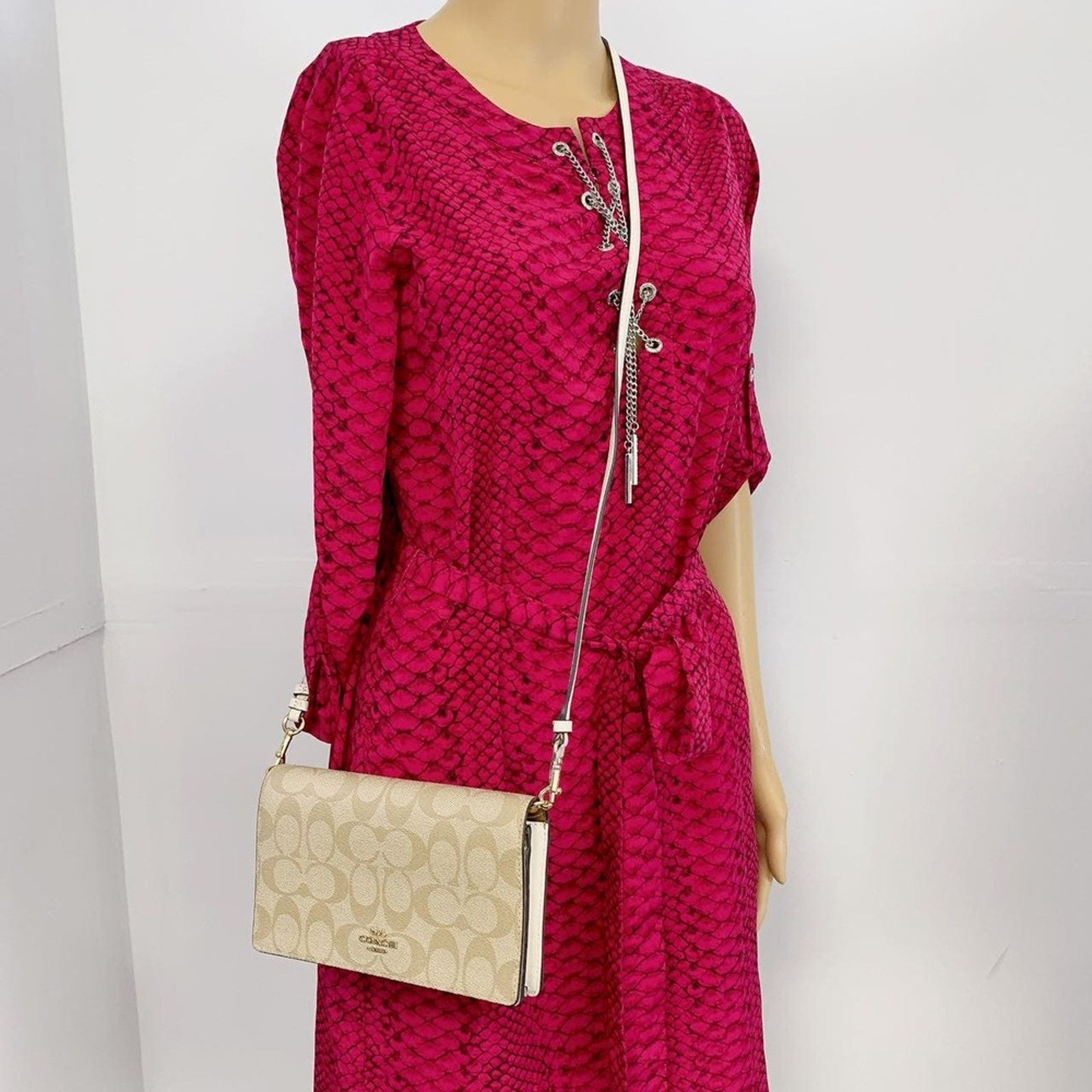 Coach Coach 3036 Anna Foldover Clutch Crossbody In Signature Canva ...