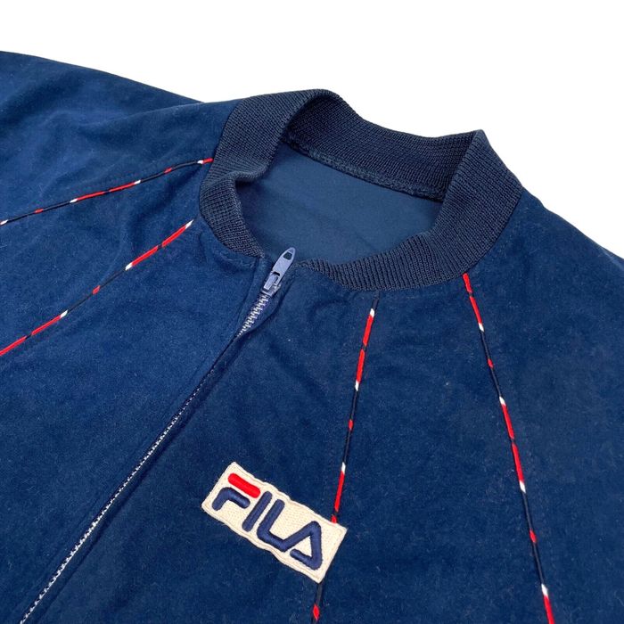 Fila VTG Fila Men's Terry Cloth Full Zip Track Bomber Jacket Navy Blue ...