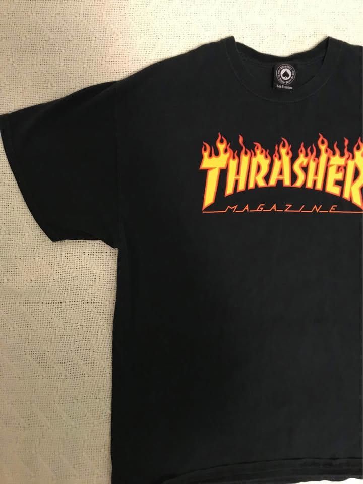Thrasher Vintage Thrasher Magazine Fire Flame Logo T-Shirt Sz XL | Grailed