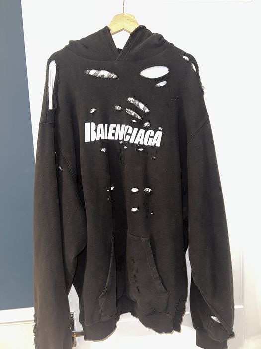 Balenciaga BALENCIAGA DESTROYED HOODIE | Grailed