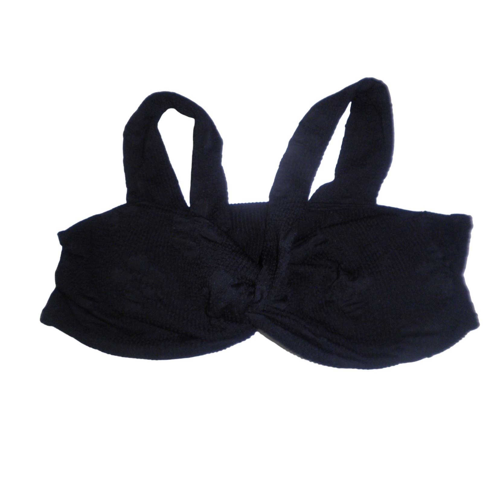 Unlisted Wrap/Cross Front, Terry Material, Bandeau Bikini Top, Black ...