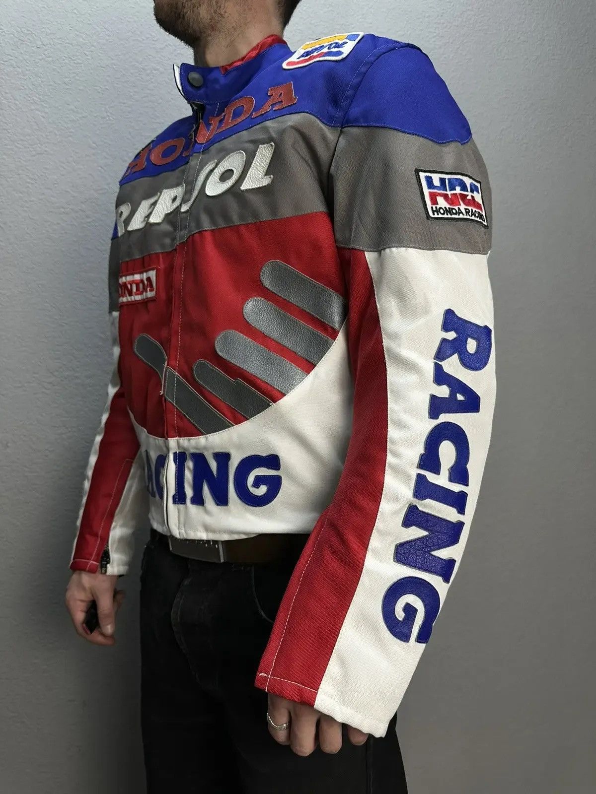 NASCAR × Racing × Red Bull Vintage Honda Genuine Leather Racing Jacket ...
