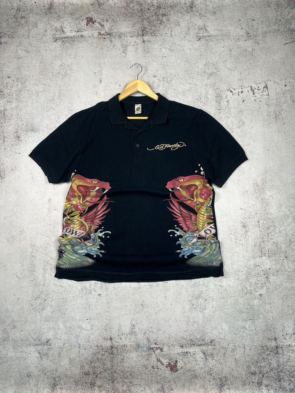 Ed Hardy × Luxury × Vintage Vintage ED HARDY by CHRISTIAN AUDIGIER Polo ...