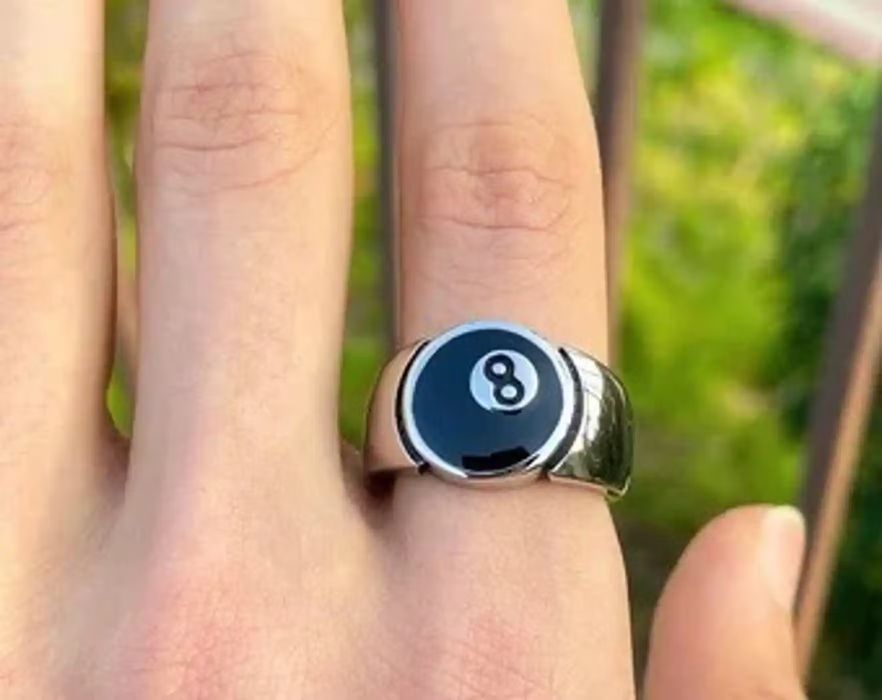 Streetwear 8 Ball Pool Ring Player Chrome Silver Billiards Eight | Grailed