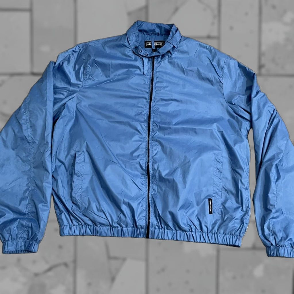 Members Only Premium Quality Mens Members Only Blue Zip Up Cafe Jacket ...