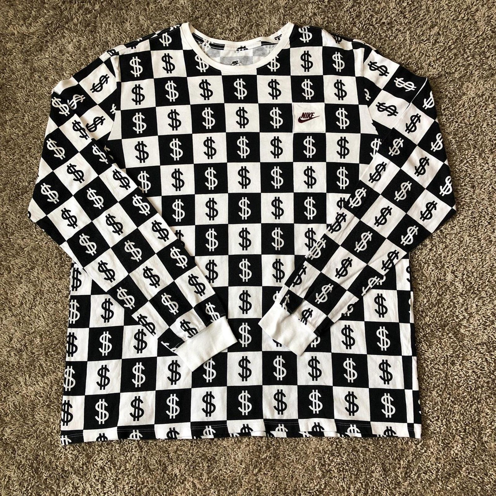Nike Men’s Nike Black and White Checkered $$ Long Sleeve | Grailed