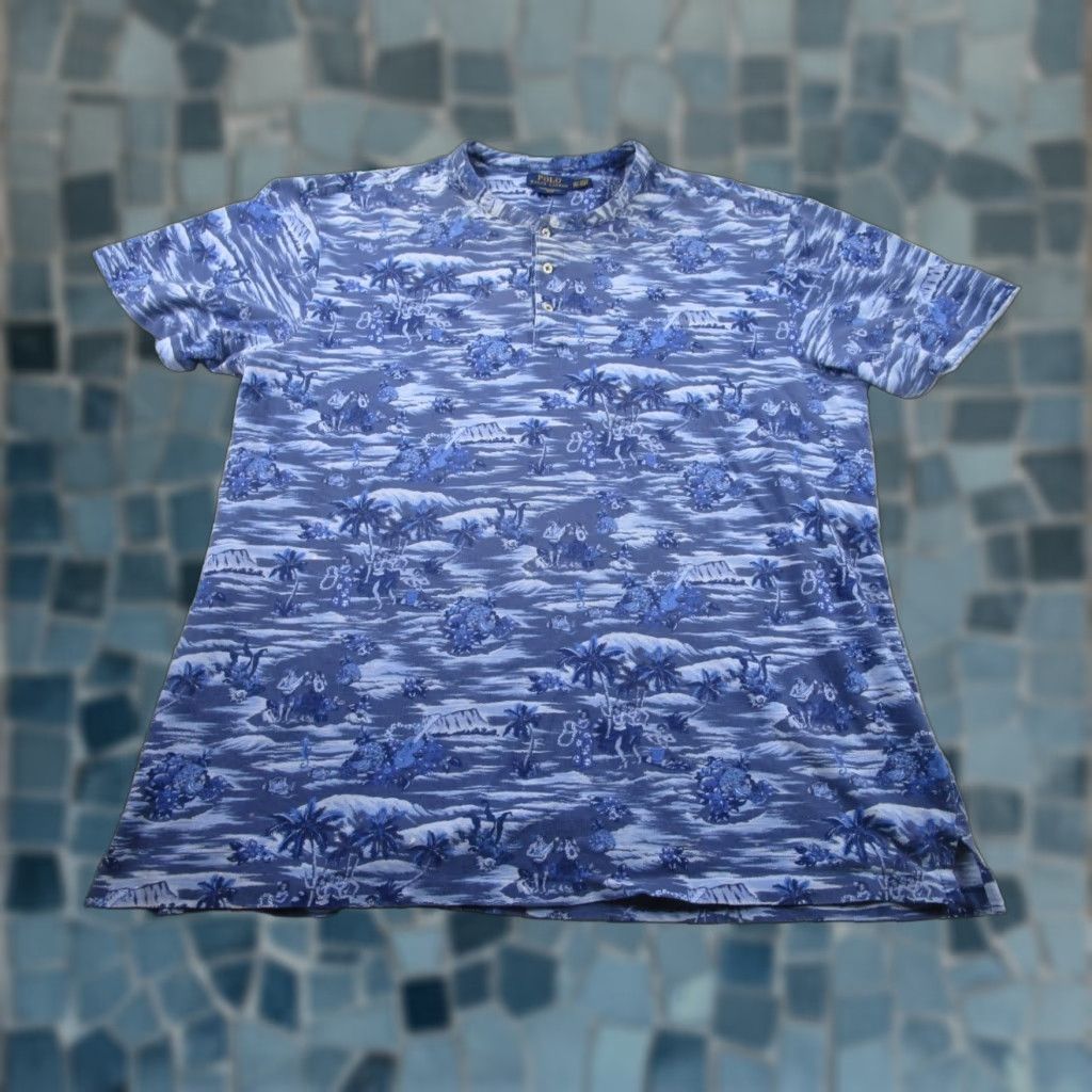 Ralph Lauren Ralph Lauren Mens Polo Shirt XLT Extra Large Blue Hawaiian ...