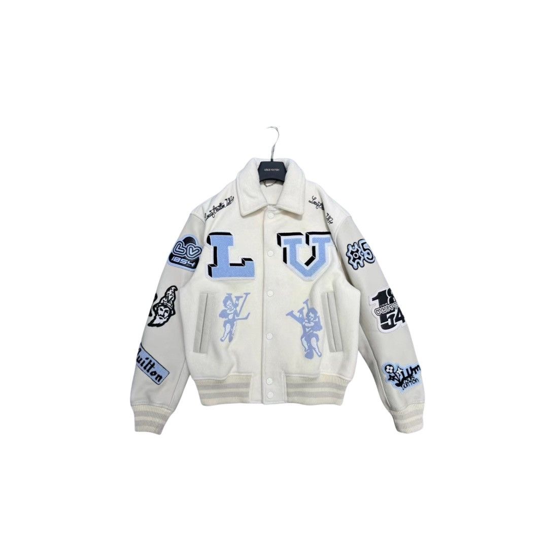 Louis Vuitton Louis Vuitton White Leather Varsity Jacket | Grailed