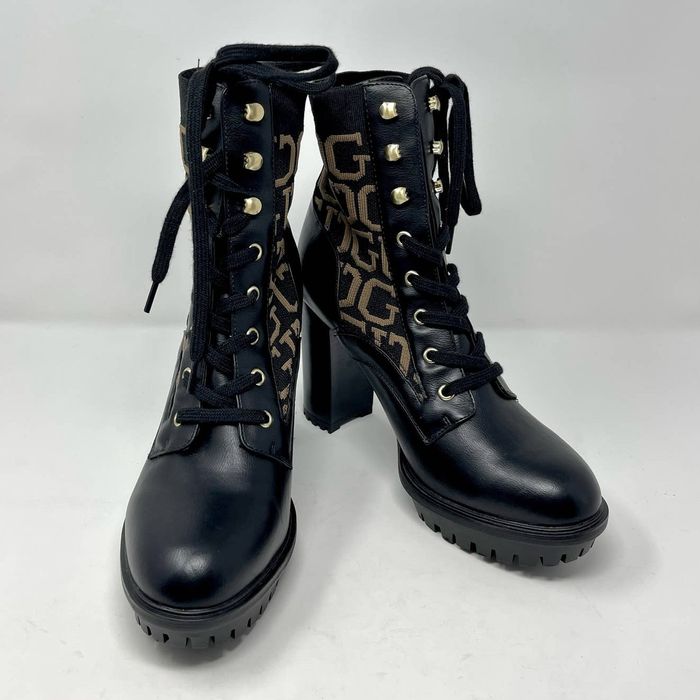 Guess Guess NEW Grows-R Knit Logo Platform Ankle Boots 10M Black | Grailed
