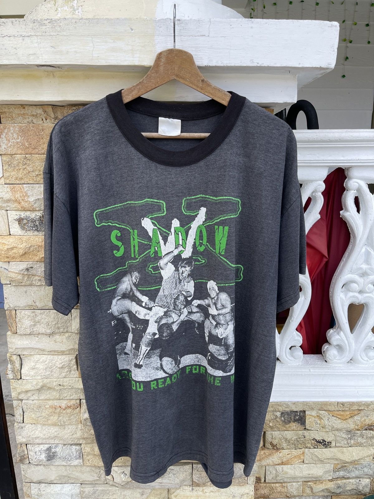 Vintage Last Drop🔥SUN Faded Vtg90s SHADOW WX Japan Wrestling T Shirt ...