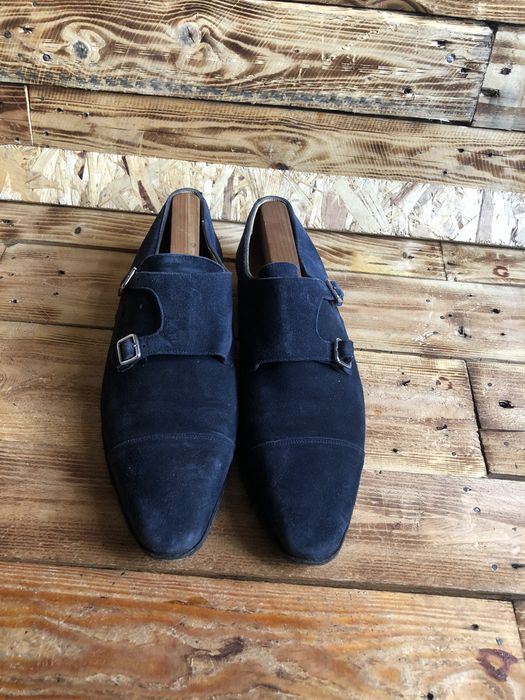 Crockett & Jones Crockett and jones double monk navy blue suede | Grailed