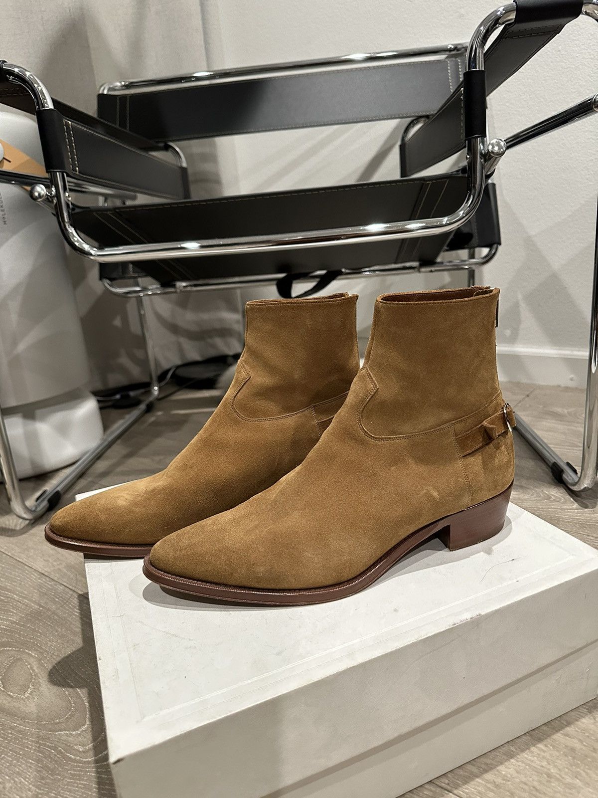 Celine $1400 Back Buckle Zipped Isaac Suede Boot 42 | Grailed