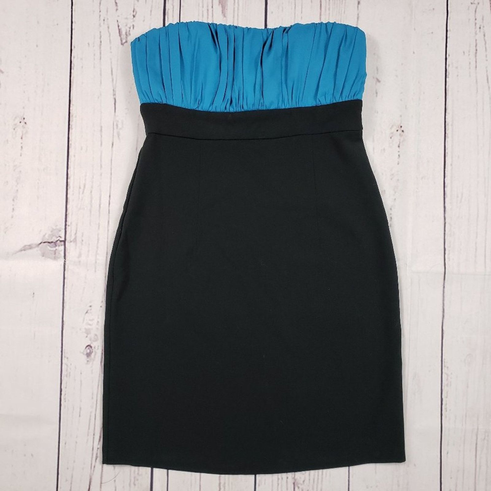 Forever 21 Forever 21 Blue & Black Color Blcok Strapless Dress Small ...