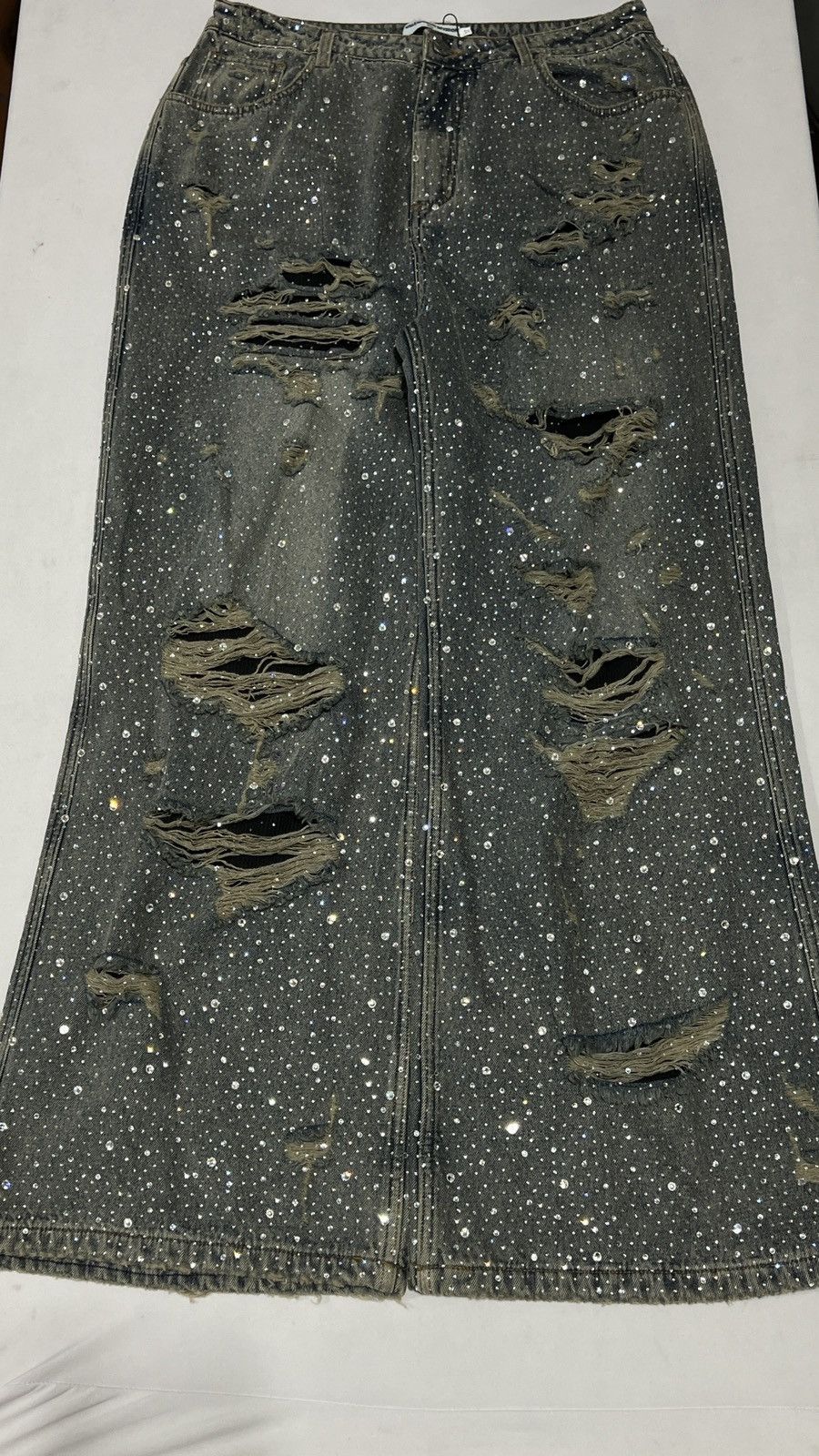 Vale Vale Rain Rhinestone Baggy Jeans | Grailed