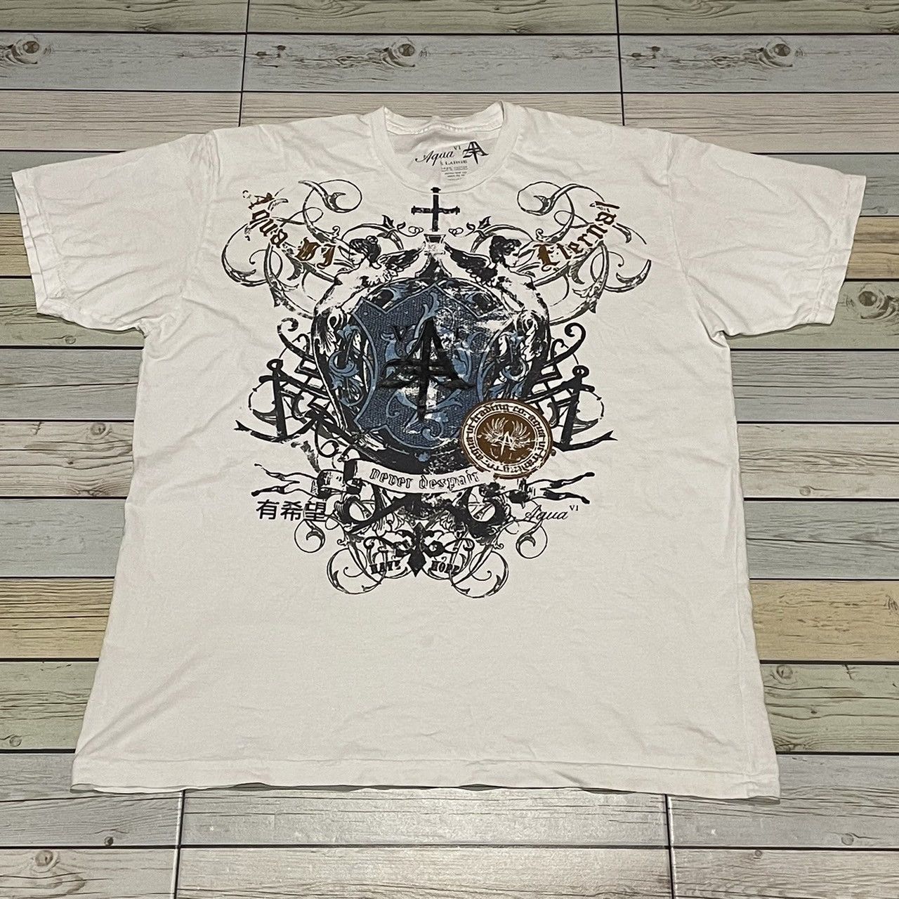 Ed Hardy Rare Aqua Wings Cross Tee Y2K Affliction Style | Grailed