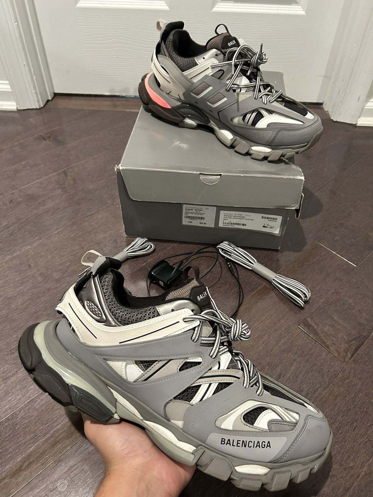 Balenciaga Balenciaga track runners LED grey black white size 13 | Grailed