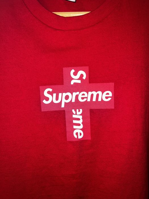 Supreme Supreme Cross Box Logo Red T-Shirt | Grailed