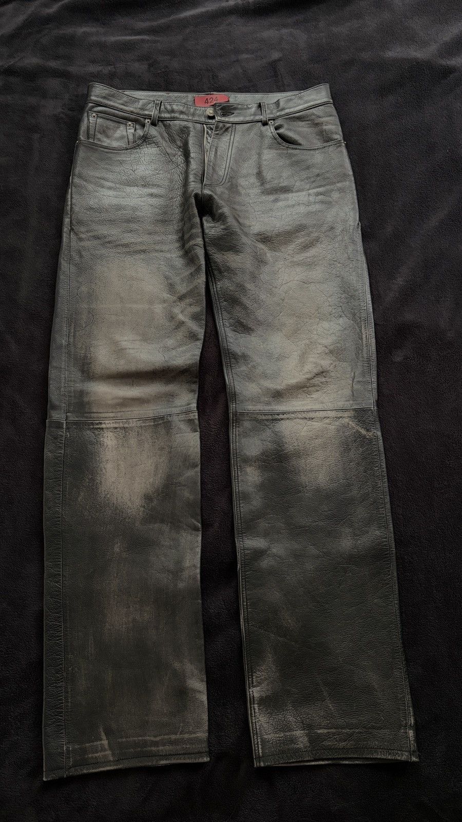 424 424 faded leather pants | Grailed