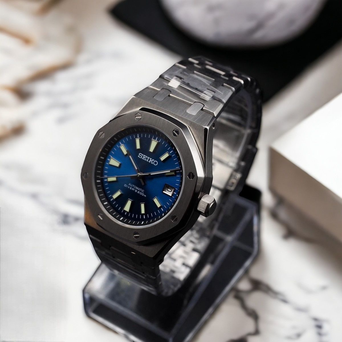 Seiko Seiko Royal Oak Navy Blue Dial Steel 41mm Automatic Watch | Grailed