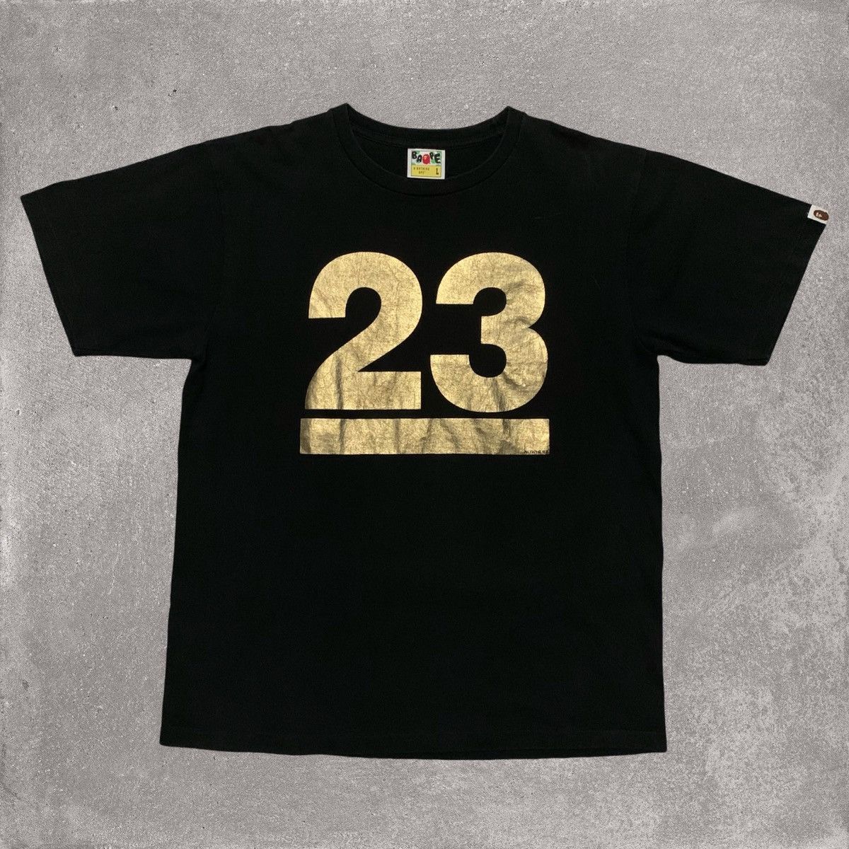 Bape Bape Large Gold 23rd Anniversary Black Tee A Bathing Ape | Grailed