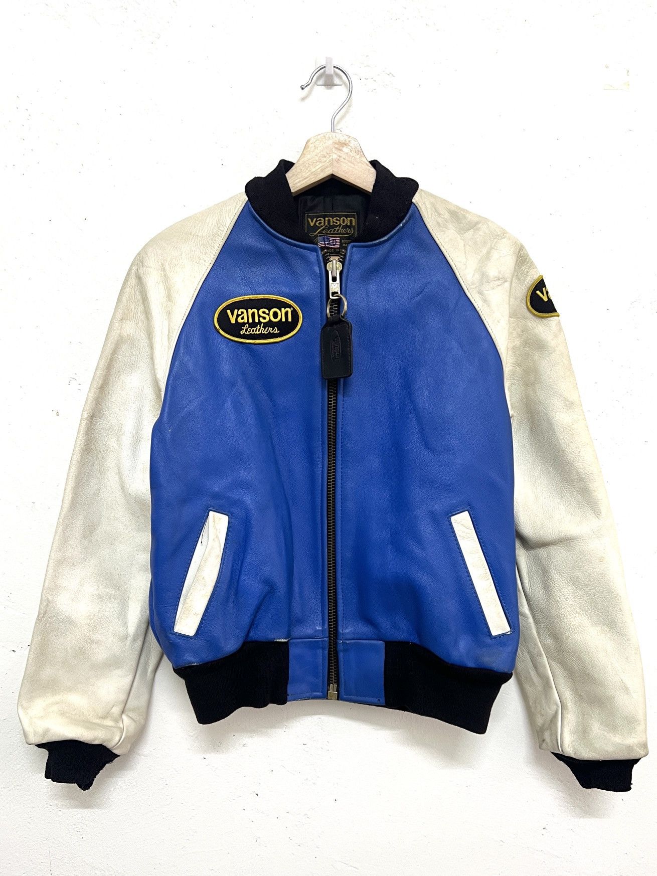Vanson Leathers × Vintage 🔥 Vanson Leathers Racing Jacket Blue White Size 38 USA Made | Grailed