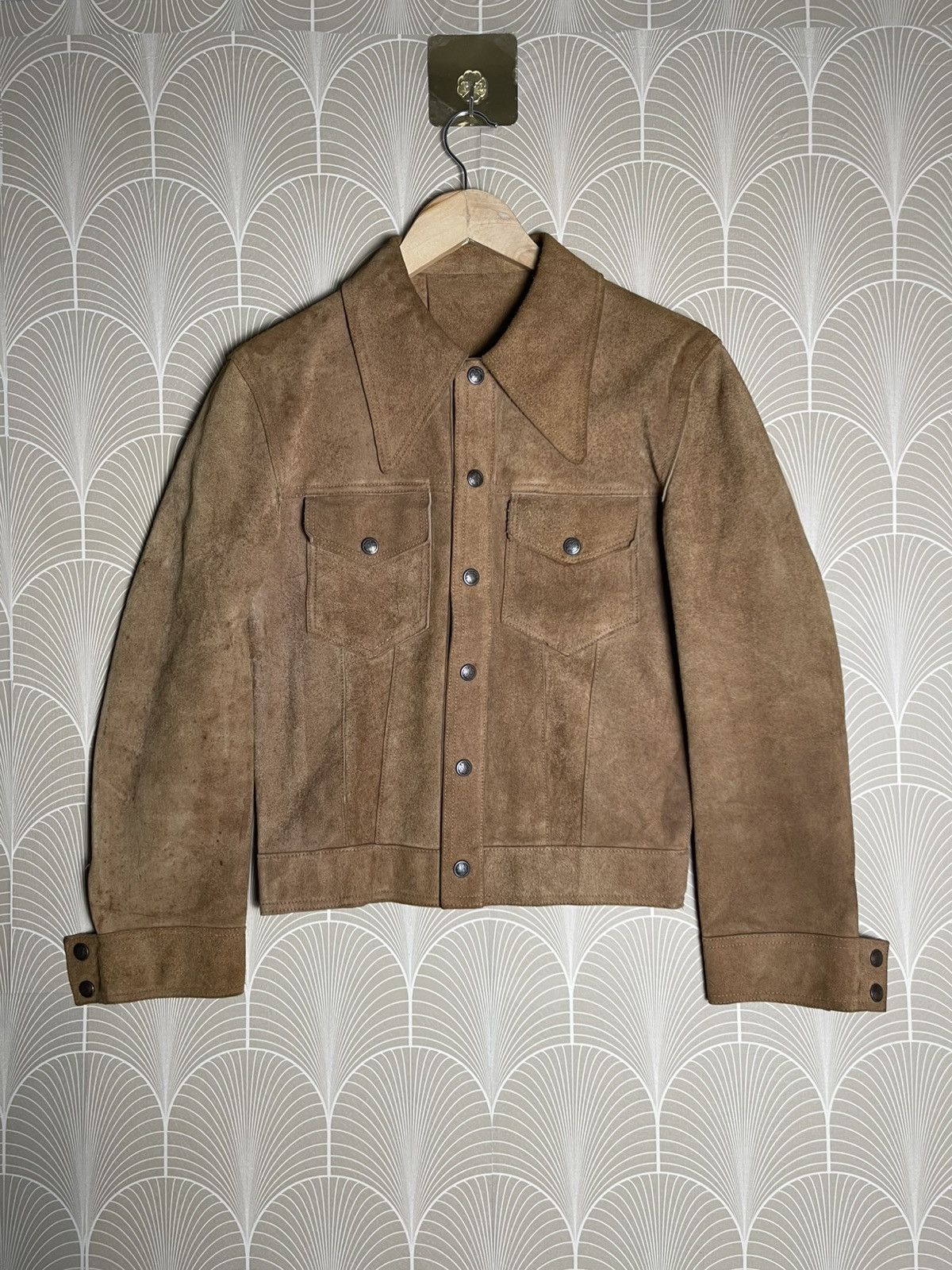 Genuine Leather × Homemade × Vintage 70s SUEDE RAWHIDE LEATHER BIKER ...