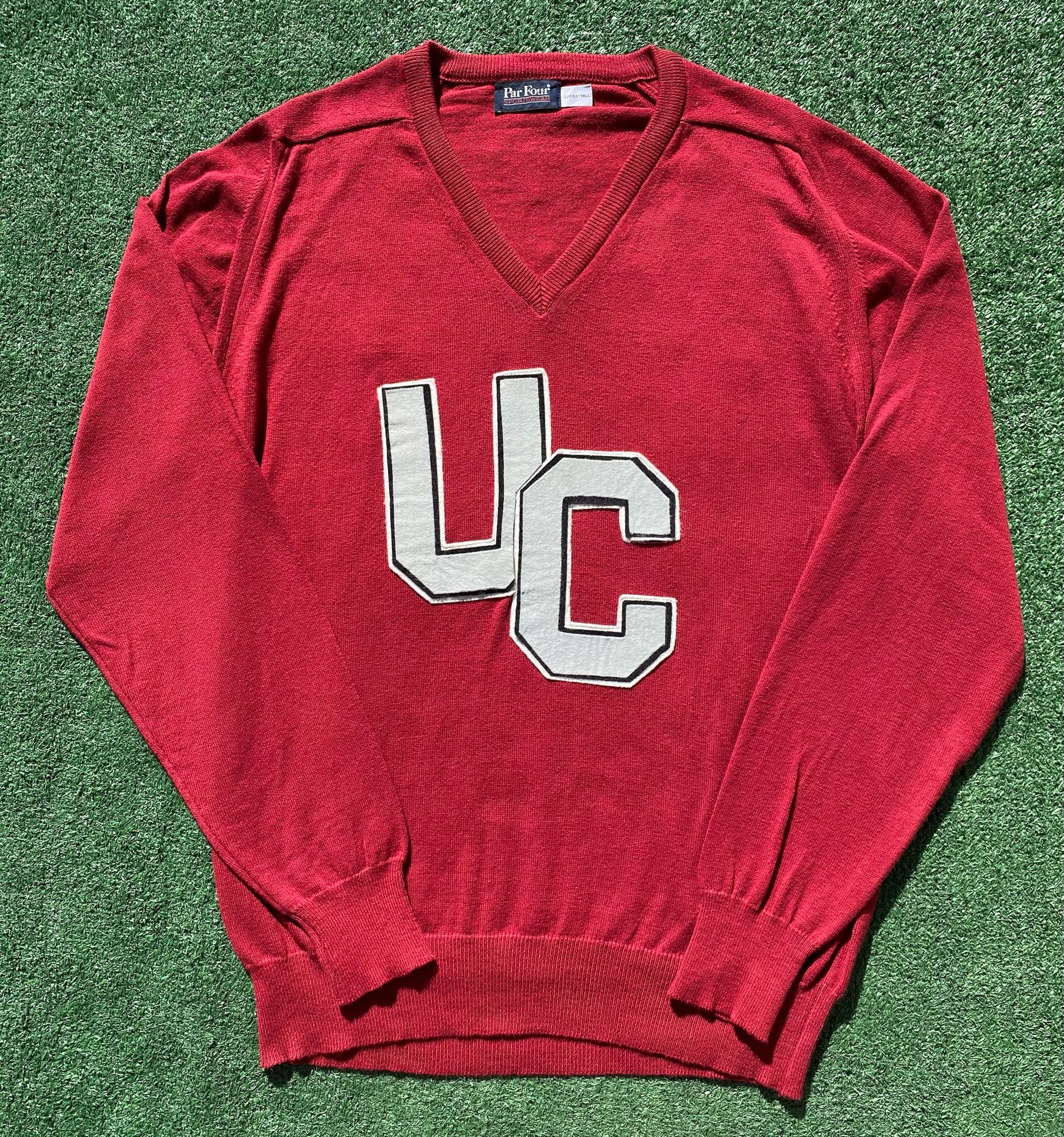 Vintage 80’s University of Cincinnati Felt Logo V Neck Sweater Large ...