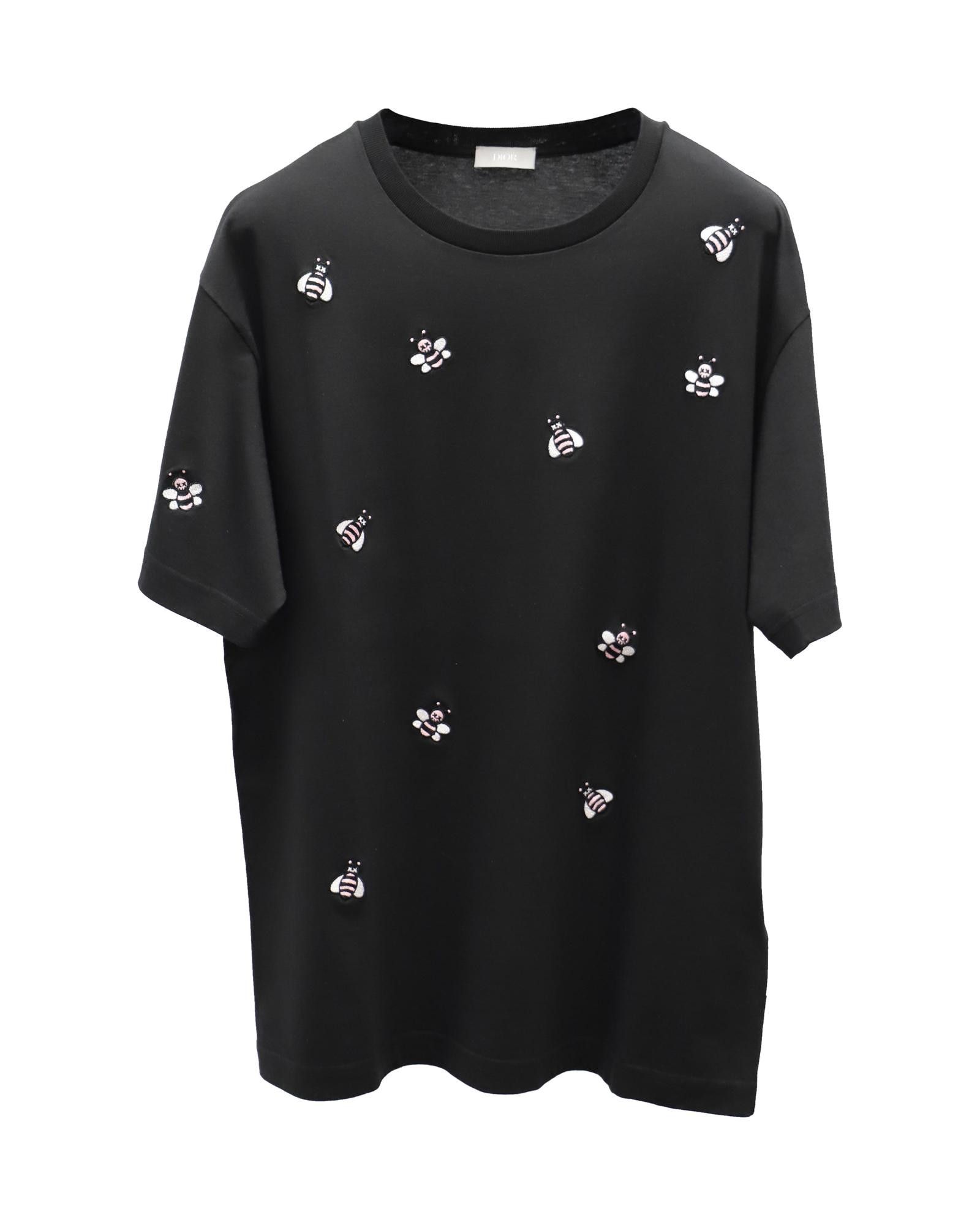 Dior KAWS x Dior Embroidered Bee T-Shirt in Black Cotton | Grailed