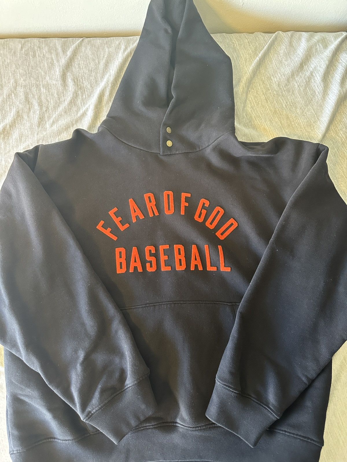 Fear of God ‘Fear of God Baseball’ Hoodie in Black and Red | Grailed
