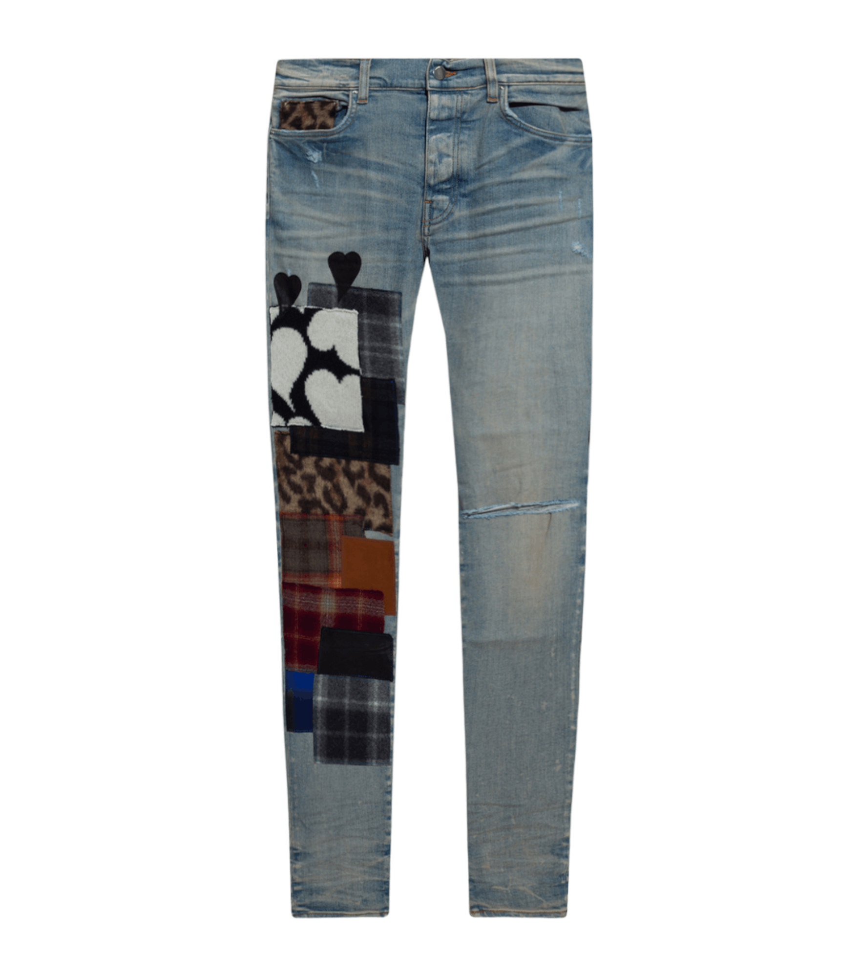 Amiri Amiri Art Patch Distressed Denim Jeans | Grailed