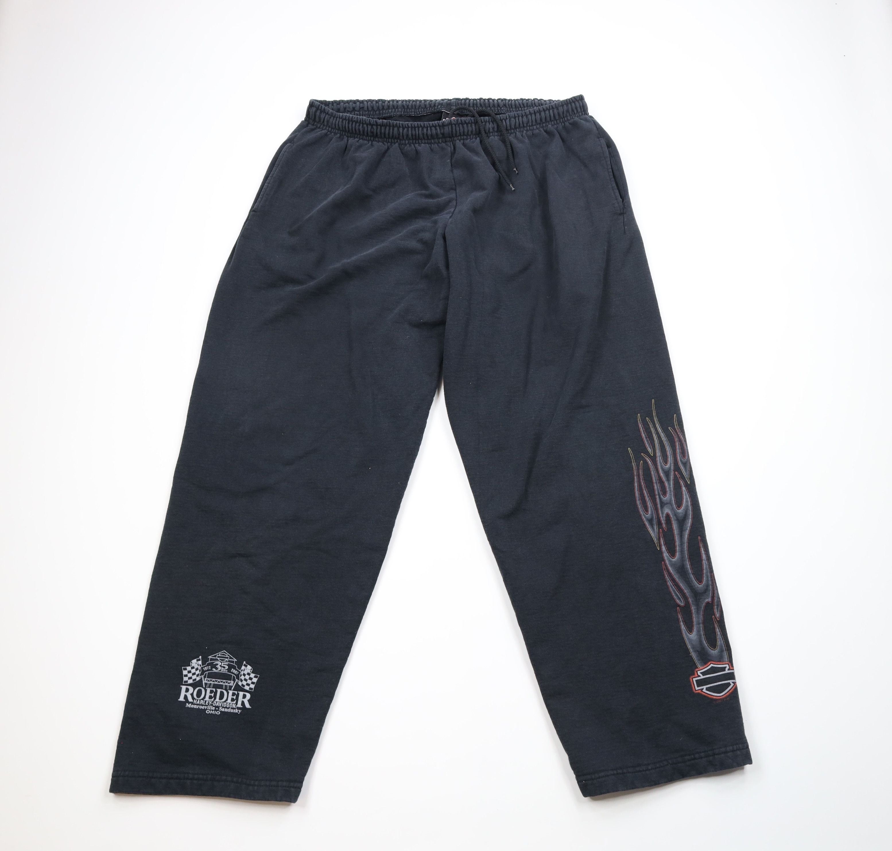Harley Davidson × Vintage Vintage Harley Davidson Fire Flames Wide Leg ...