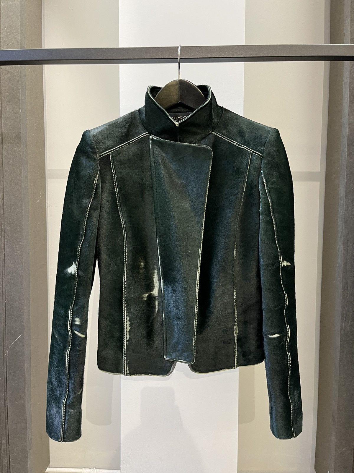 Gucci × Tom Ford Gucci Cow Fur Suede Leather Jacket | Grailed