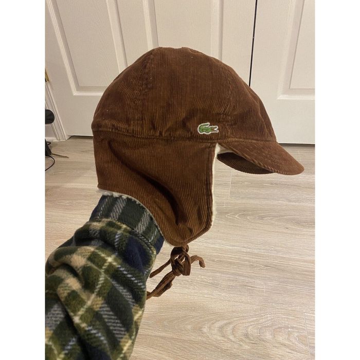 Lacoste Vintage Lacoste Corduroy Sherpa Hat Cap Brown Flap Trapper | Grailed