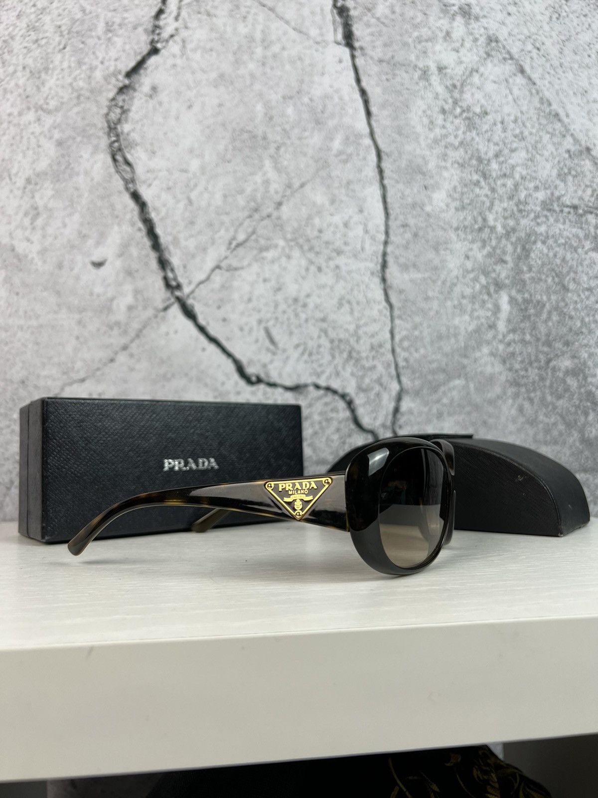 Designer × Prada × Streetwear Prada Triangle Logo Diva Wrap Sunglasses ...