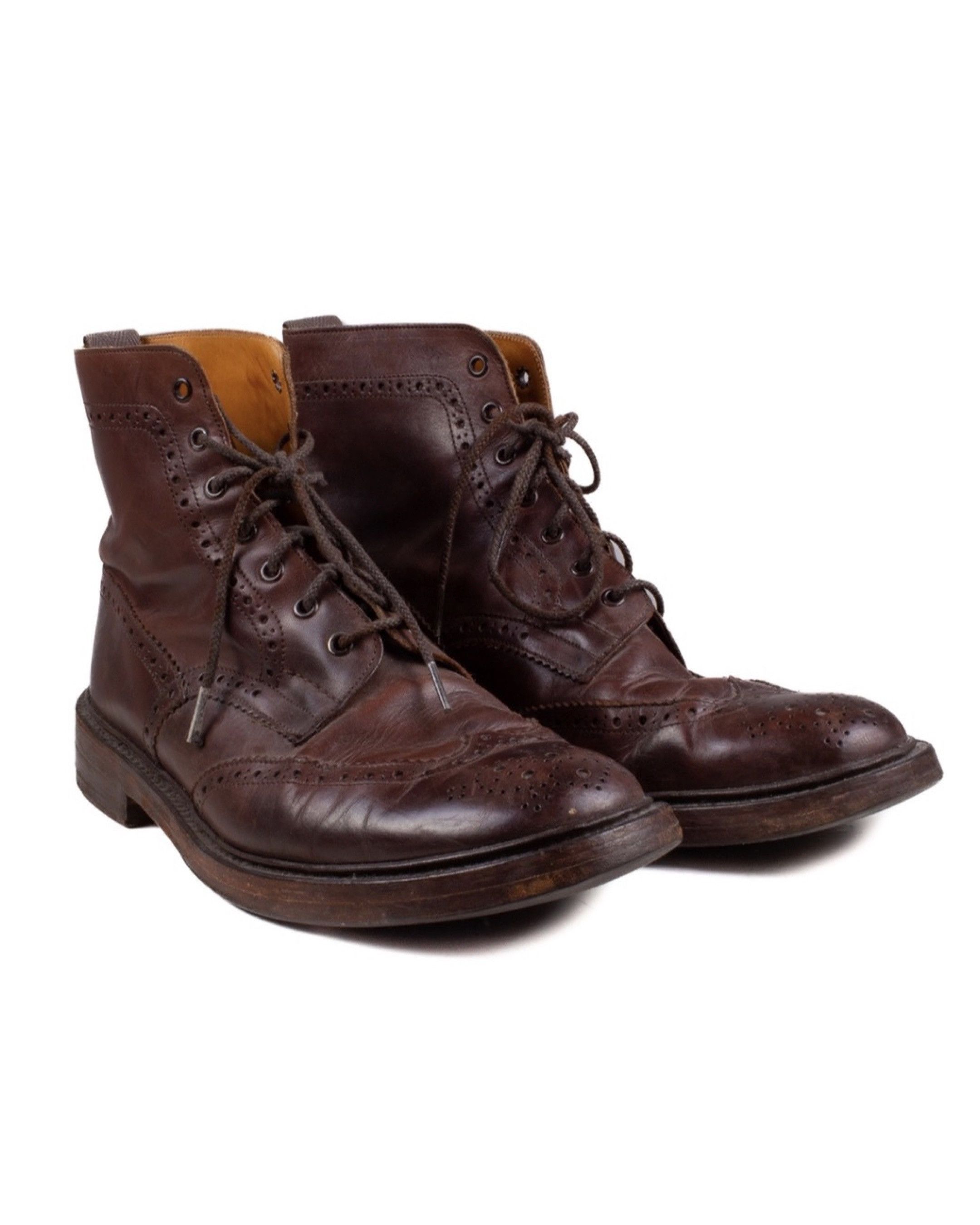 Trickers TRICKER'S BROWN LEATHER WINGTIP BOOTS | Grailed