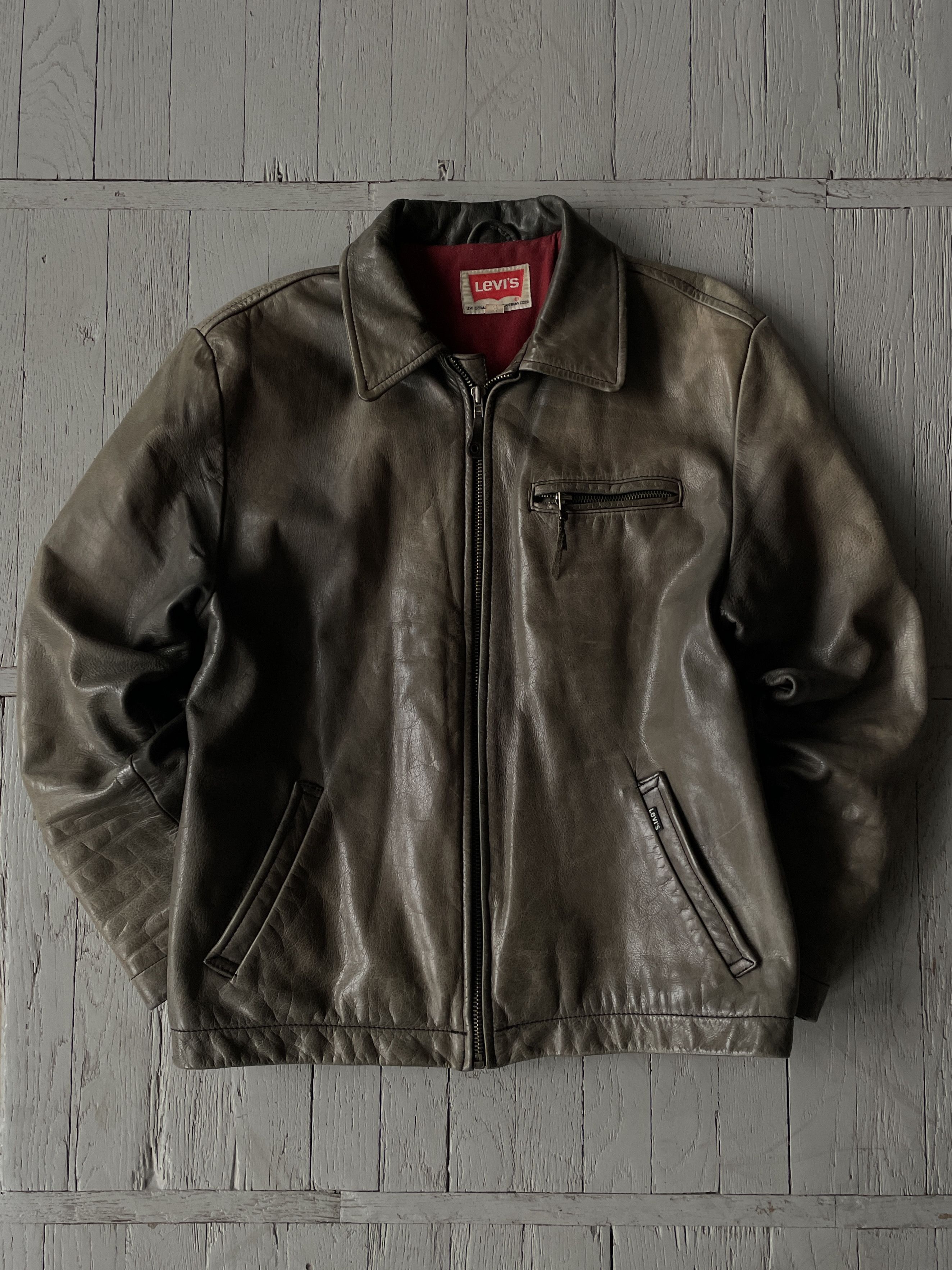 Leather Jacket × Levi's × Vintage Vintage 90s Levi's Leather A2 Aviator Collared Jacket | Grailed