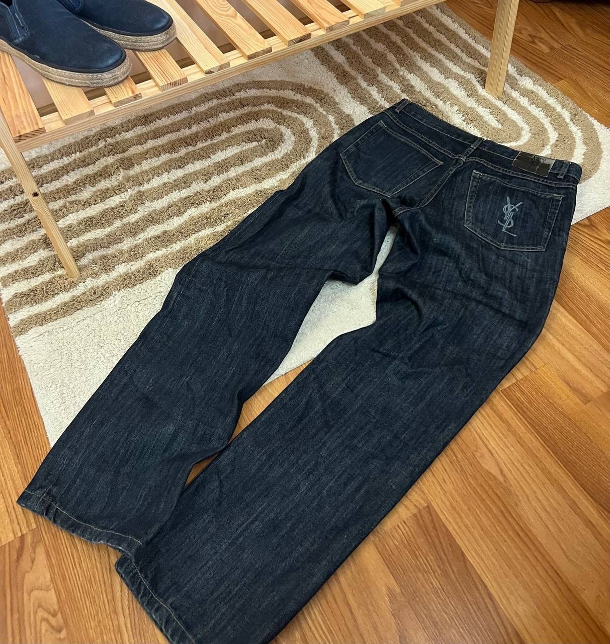 Distressed Denim × Vintage × Yves Saint Laurent YVES SAINT LAUREN FADED JEANS BIG LOGO YSL Y2K ...