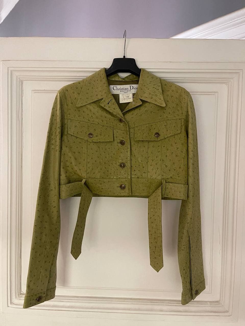 Dior FW 2000 Runway Ostrich Moto Cropped Leather Jacket | Grailed