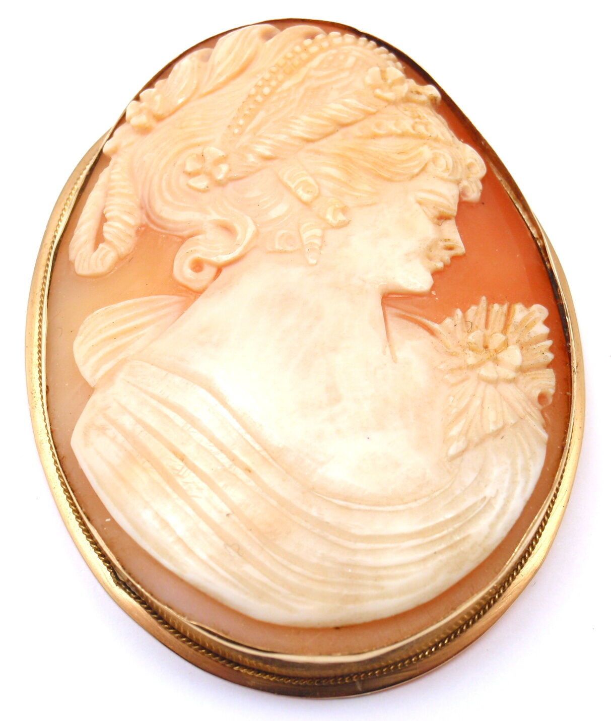 Other Estate 18k Yellow Gold Large Cameo Pendant Brooch | Grailed