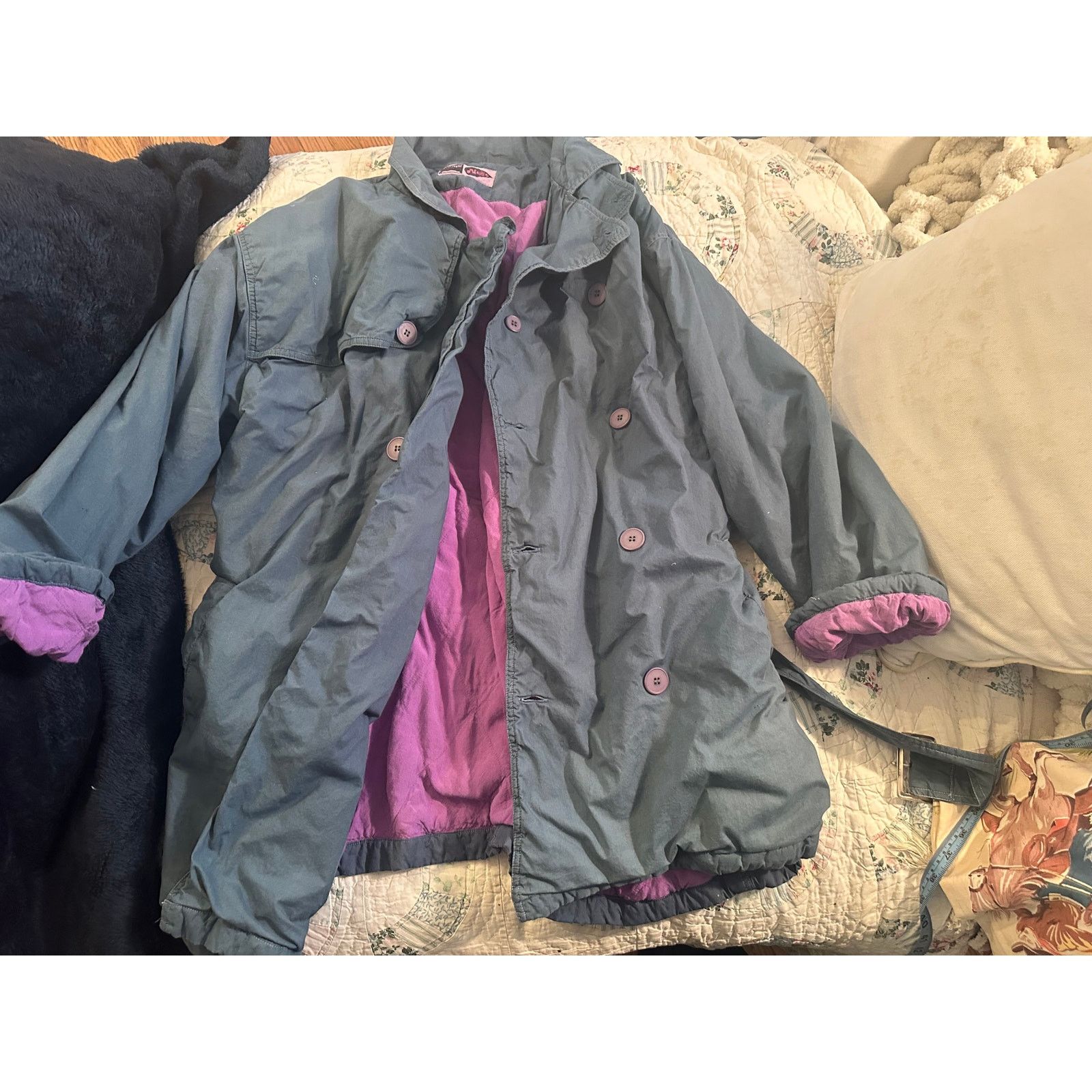 Other 70's 80's WILLIWEAR BLUE & LAVENDER QUILTED TRENCH COAT | Grailed