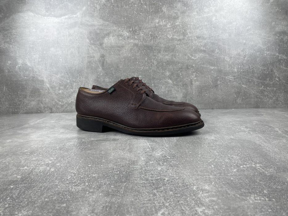 Vintage Paraboot Avignon Brown Derby Leather Shoes With Pattern | Grailed