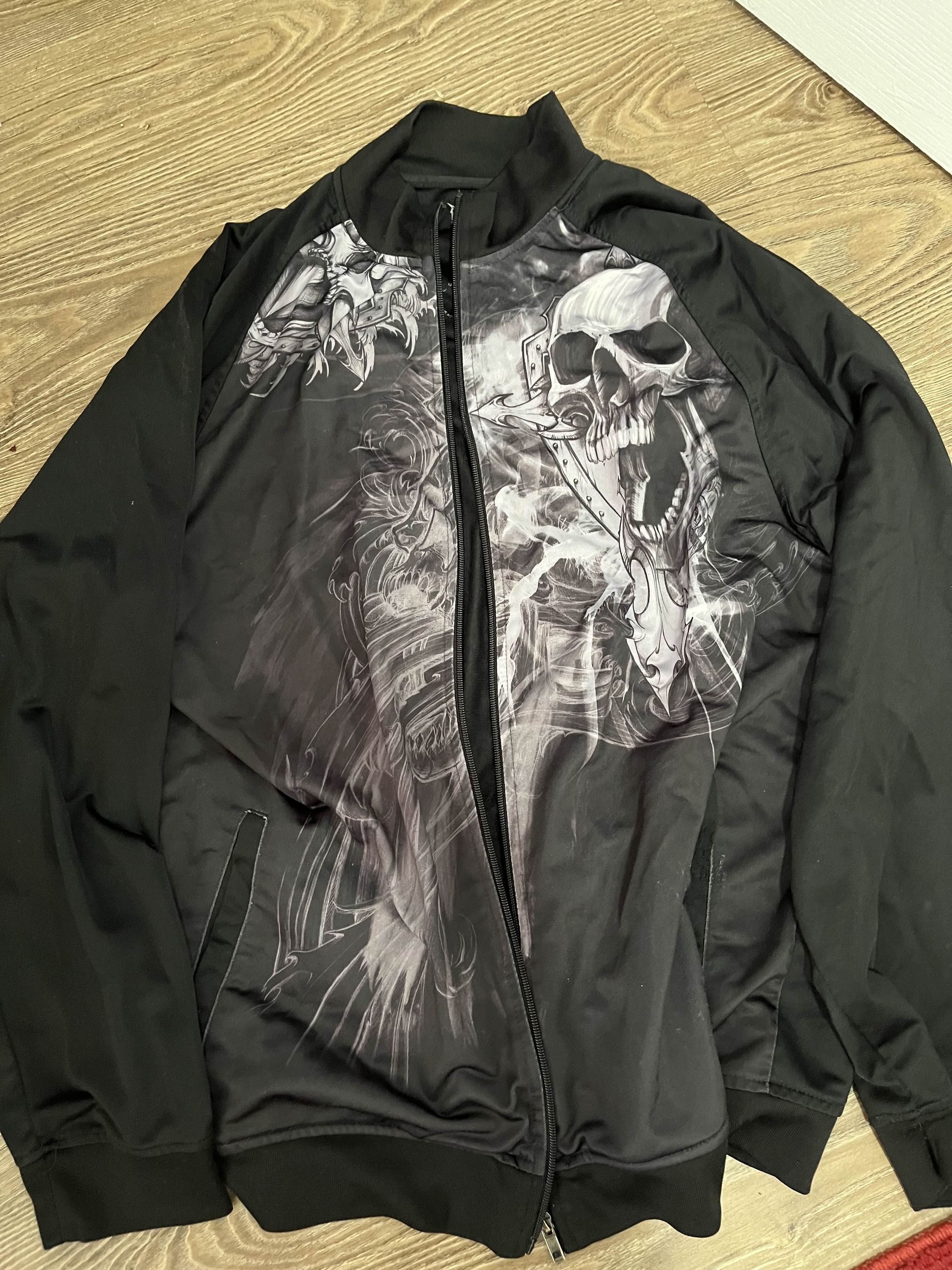 Affliction × JNCO × Vintage MMA ELITE ZIP UP SKULL JACKET Y2K EMO BAGGY ...