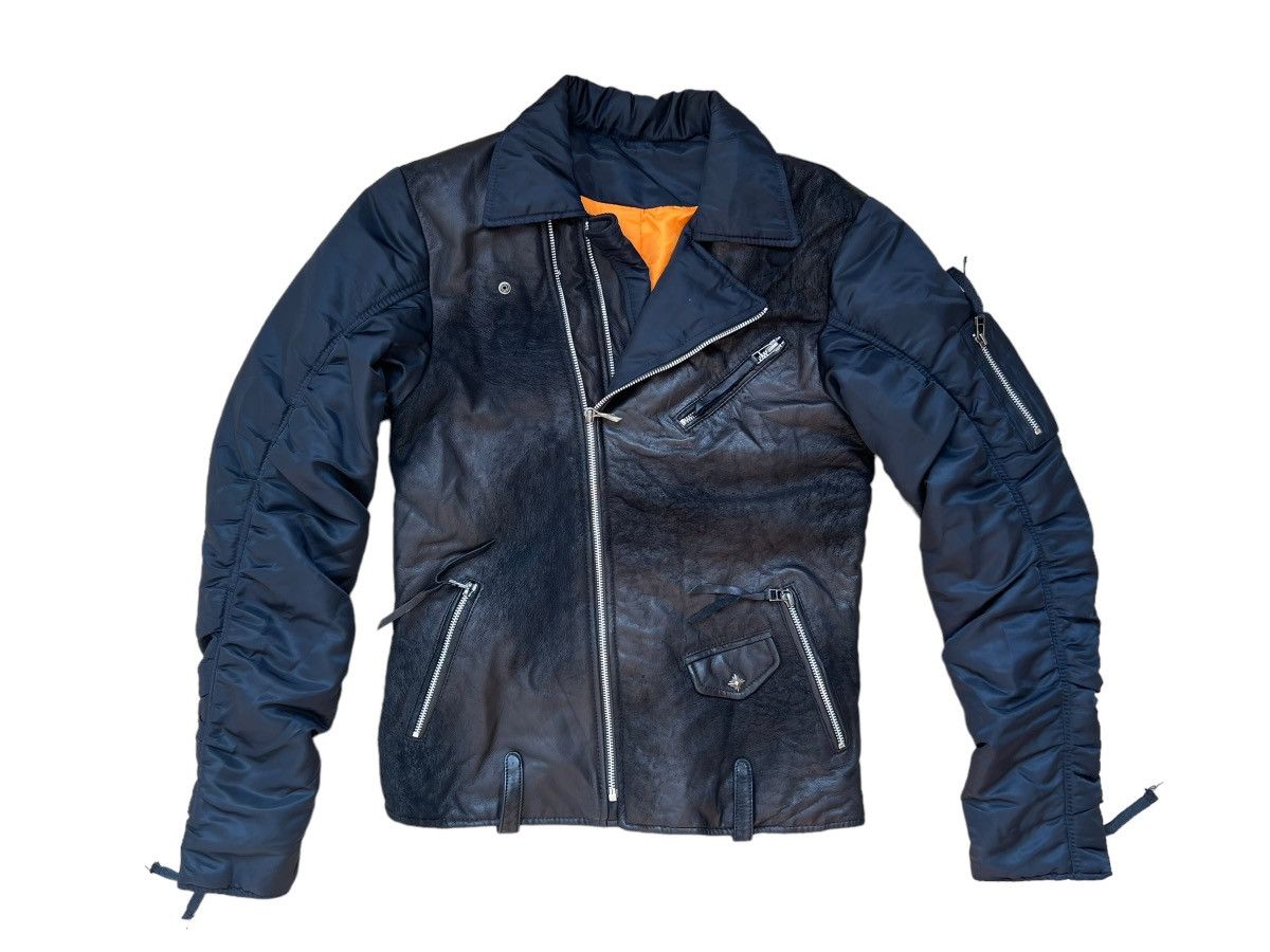 14th Addiction 14th Addiction Distress Sheep skin Hybrid Leather Jacket ...