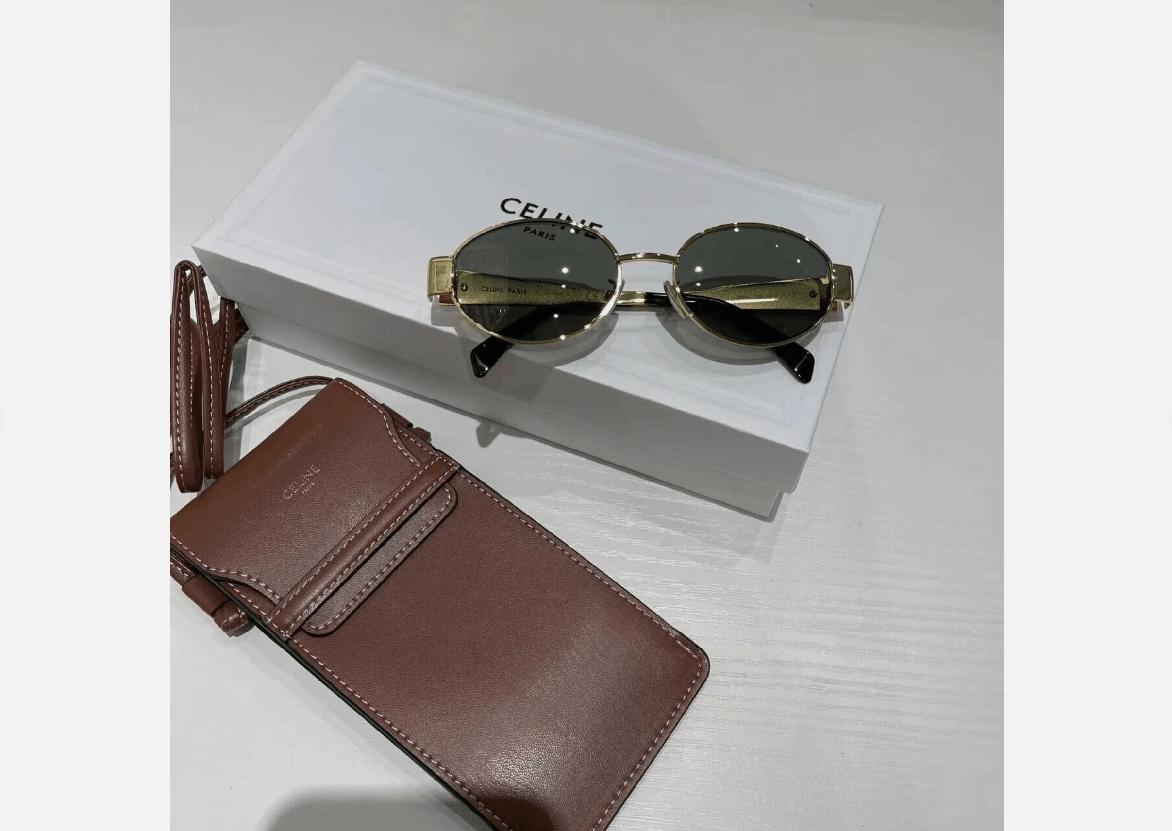 Celine Celine Triomphe CL40235U Gold Frame Green Lenses Sunglasses ...