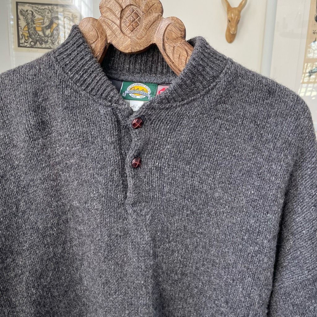 Cabelas Vintage Cabela’s Wool Wind Stopper Sweater Lined Dark Grey X ...