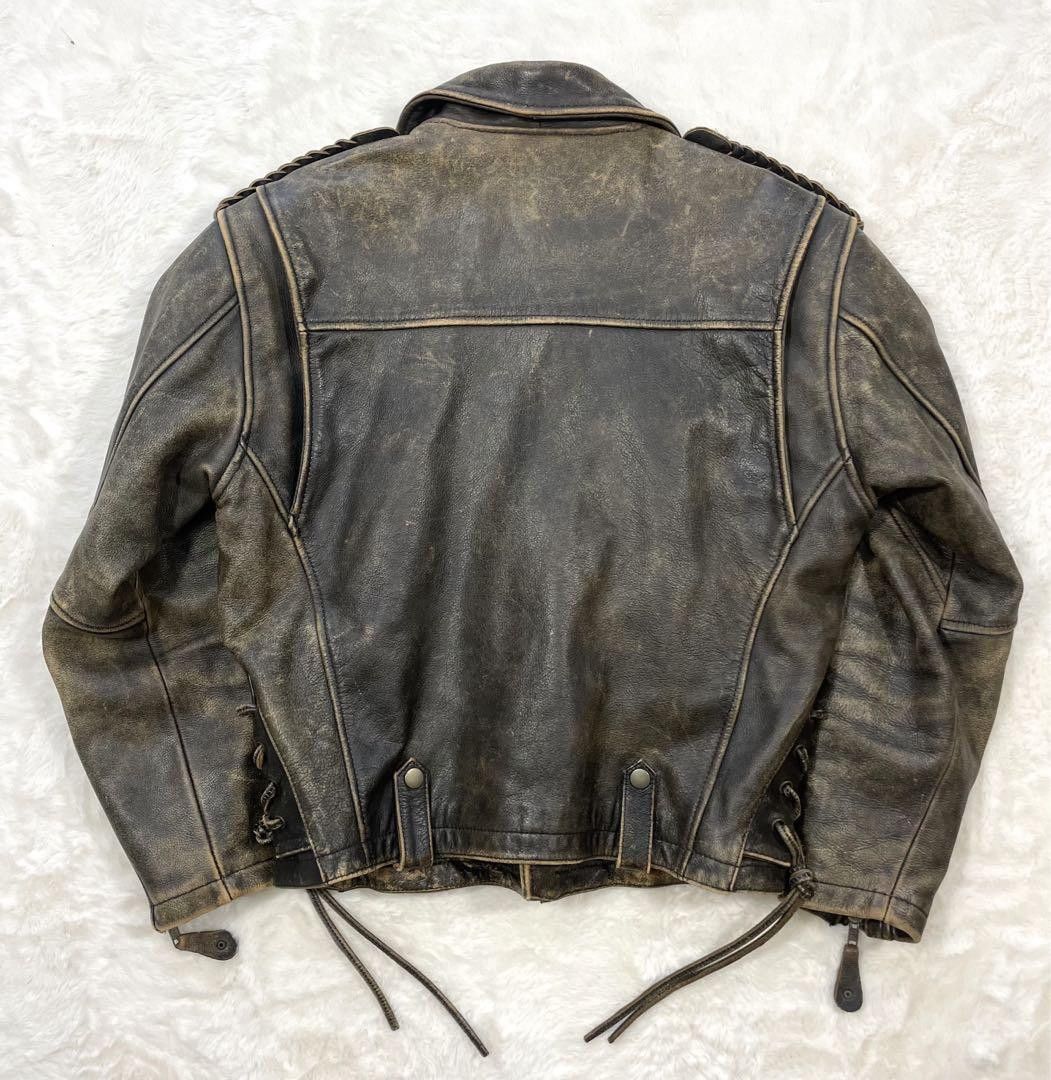 Kadoya KADOYA Leather Riders Jacket Black Aging Vintage | Grailed